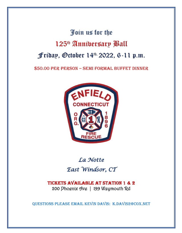 *SAVE THE DATE* Enfield Fire District No. 1 to Host 125th Anniversary ...